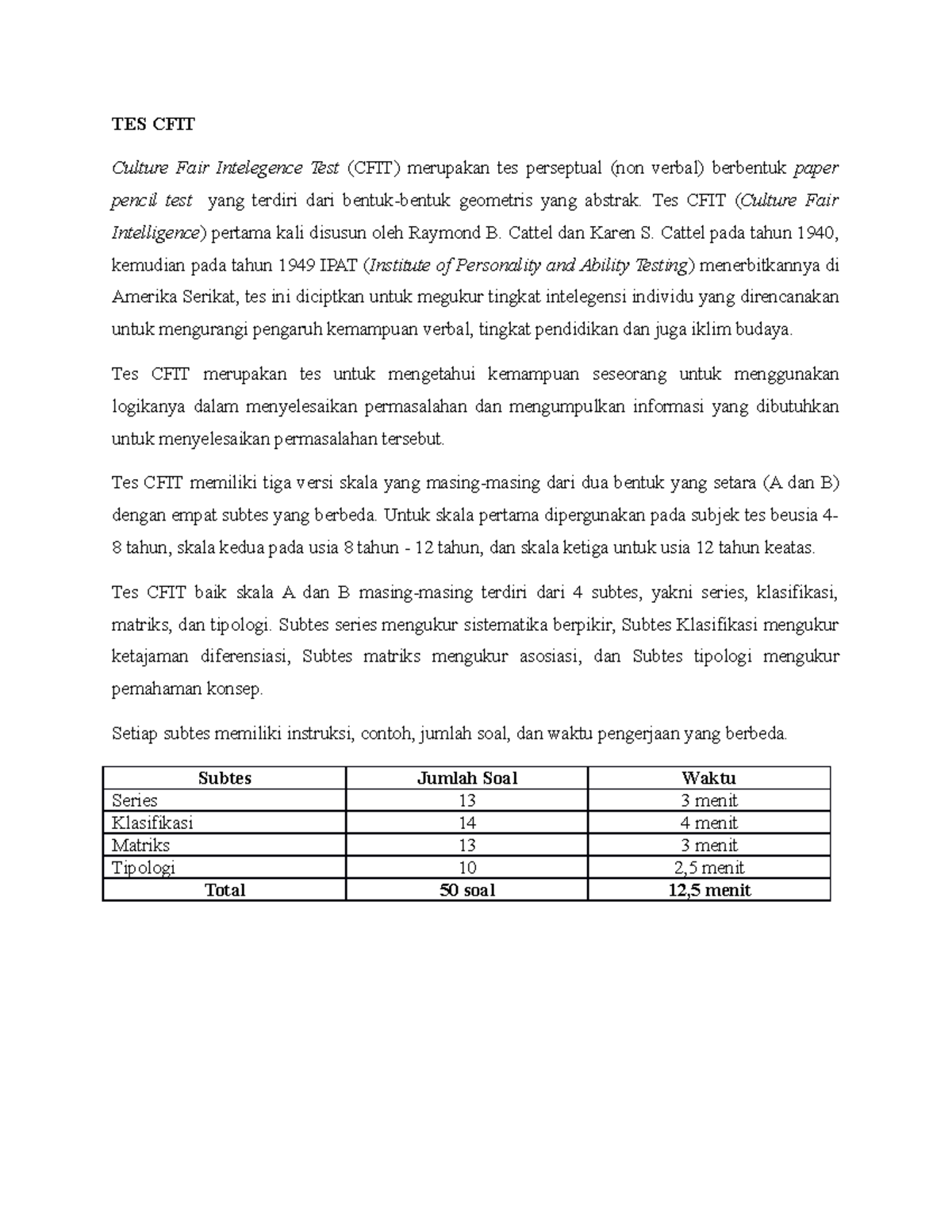 Rangkuman Materi CFIT - Counseling Assessment and Evaluation - TES CFIT ...