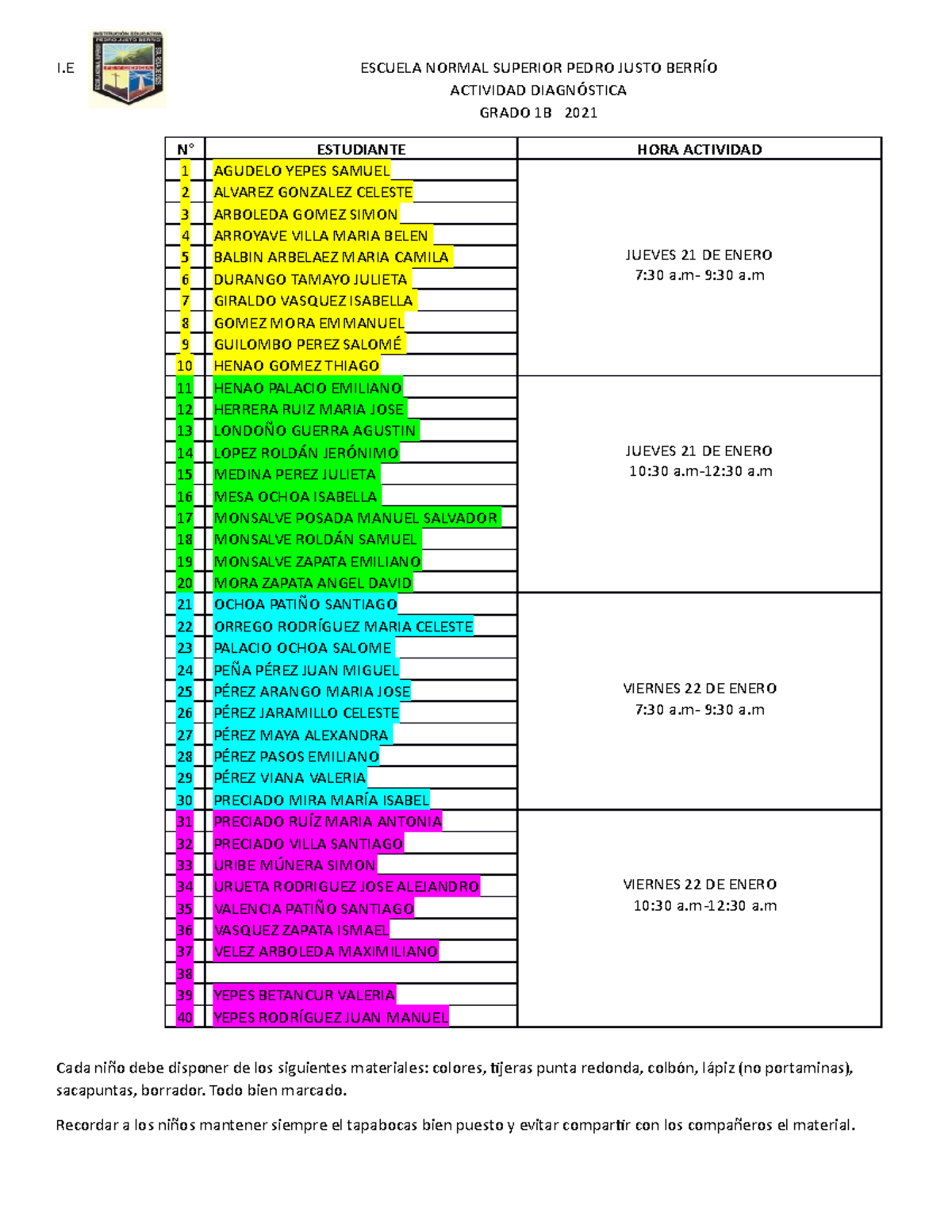 Actividad Diagnóstica - I ESCUELA NORMAL SUPERIOR PEDRO JUSTO BERRÍO ...