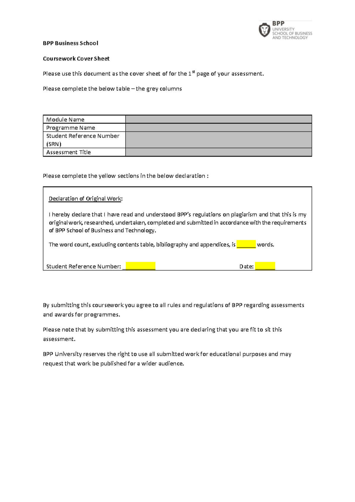 Management Essentials Summative Brief Student Version - CW3 - BPP Business School Coursework ...