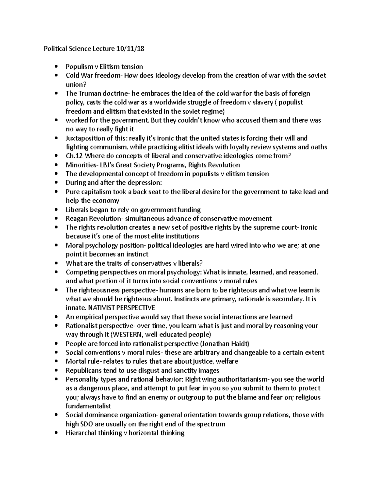 Political Science Lecture 10.11 - Political Science Lecture 10/11/18 ...