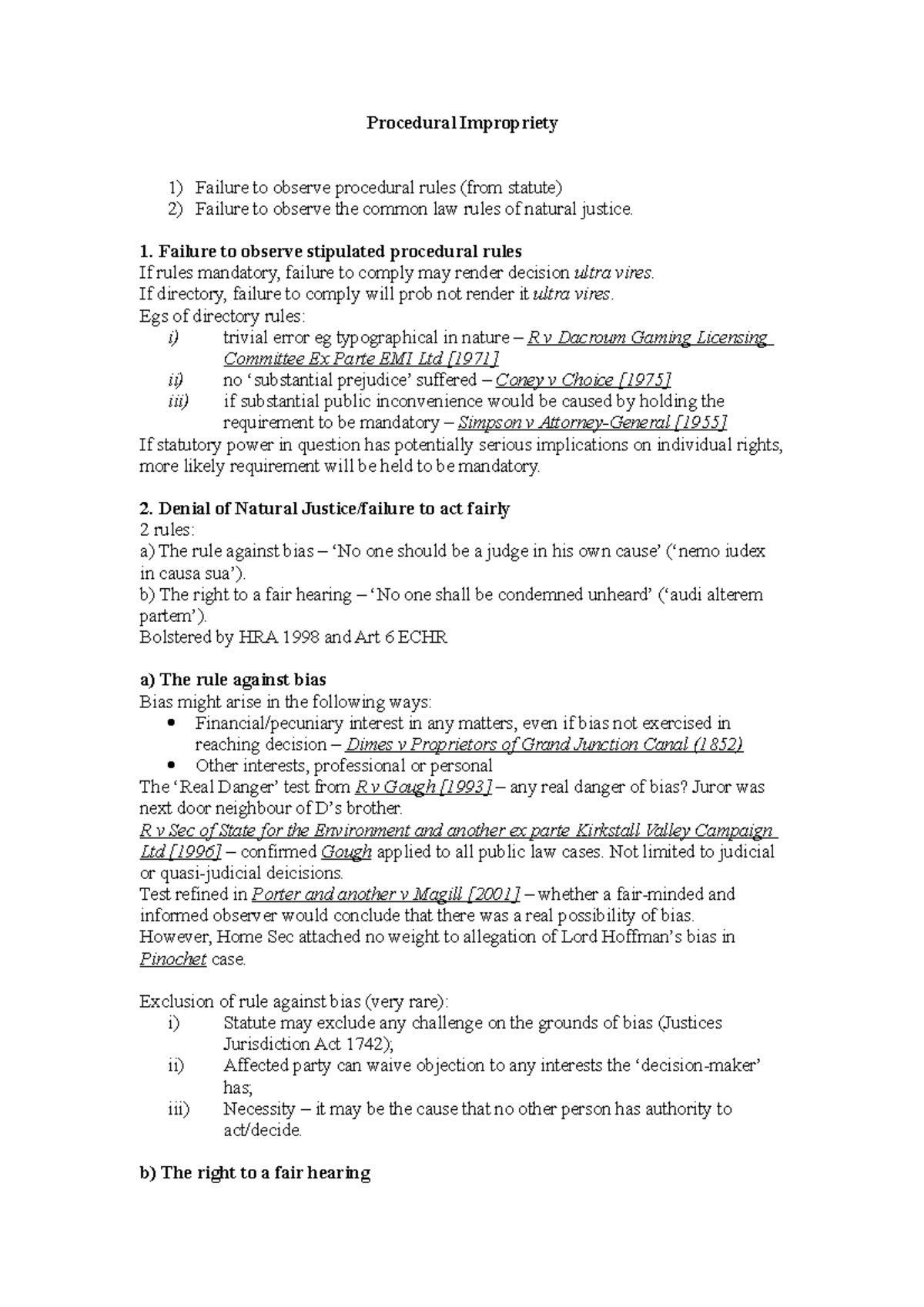 Procedural Impropriety - Procedural Impropriety Failure to observe ...