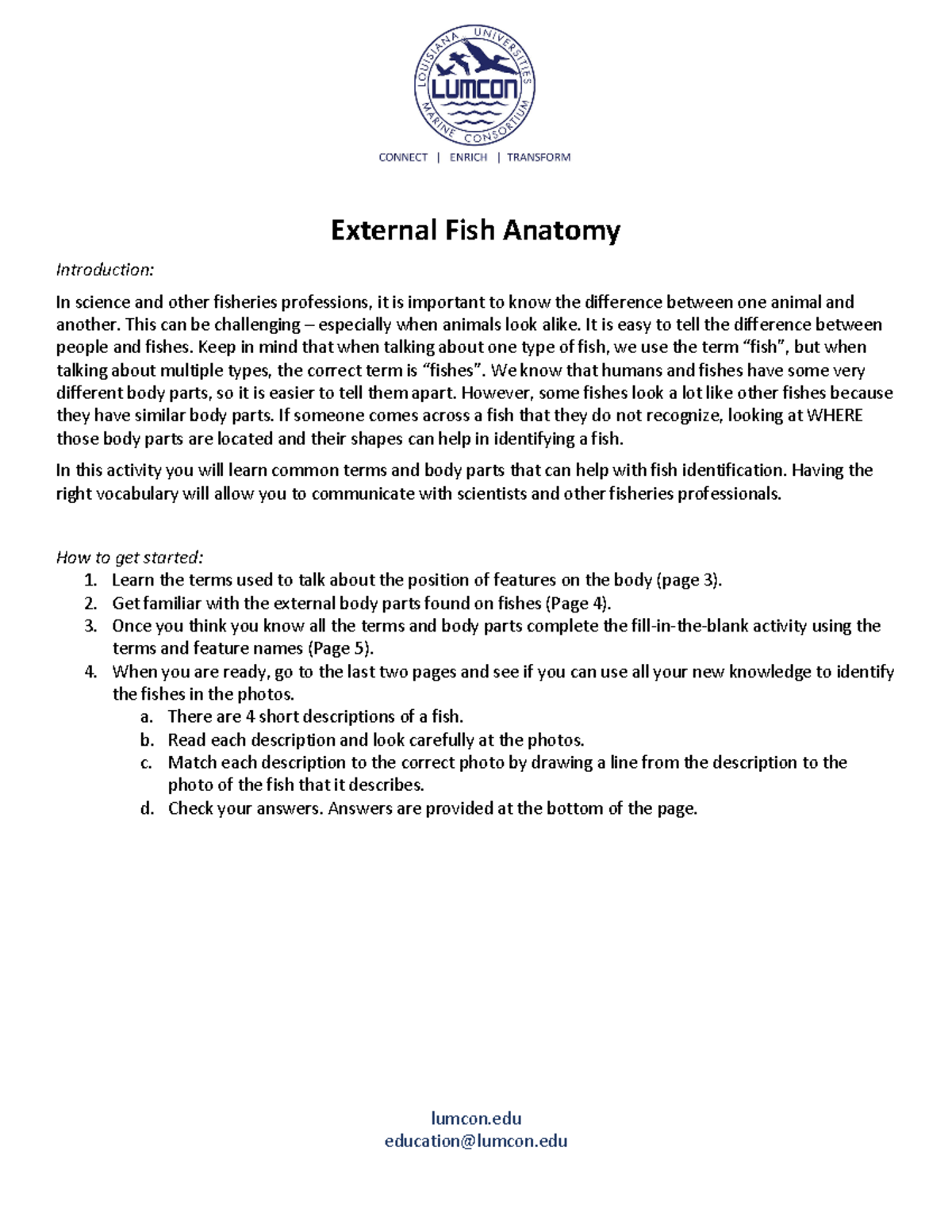 Fish-Features Final - External Fish Anatomy Introduction: In science ...