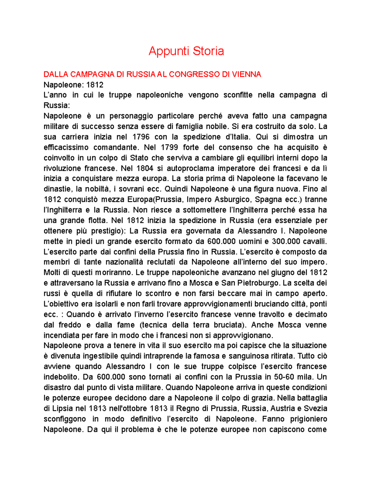 Storia - Dalla caduta di Napoleone fino all'Italia nell'epoca post ...