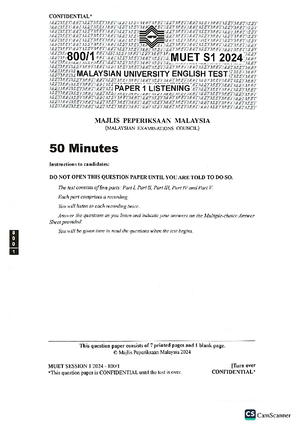 MUET Sample Question - MALAYSIAN UNIVERSITY ENGLISH TEST (MUET) 800 The ...
