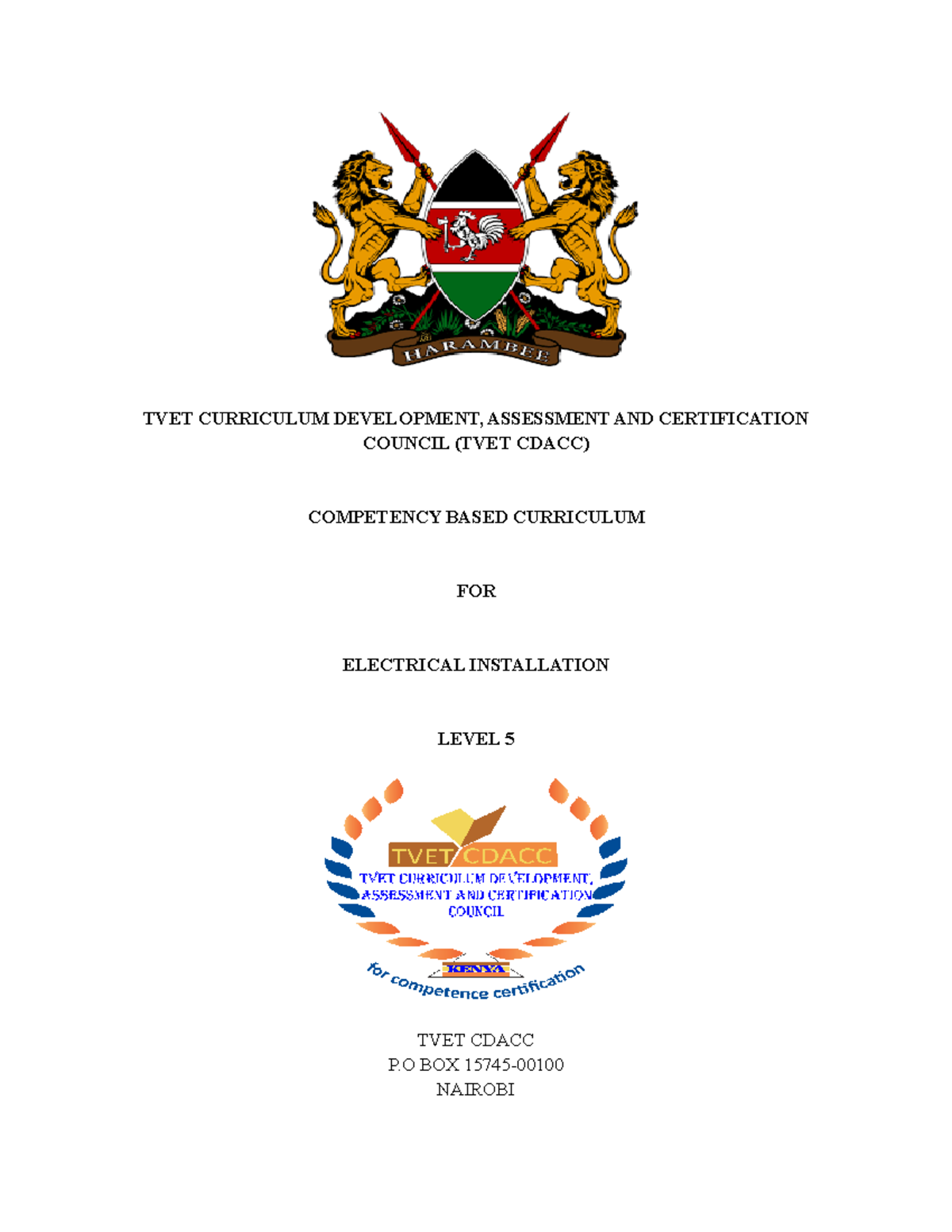 Electrical Installation Curriculum level 5 - TVET CURRICULUM ...