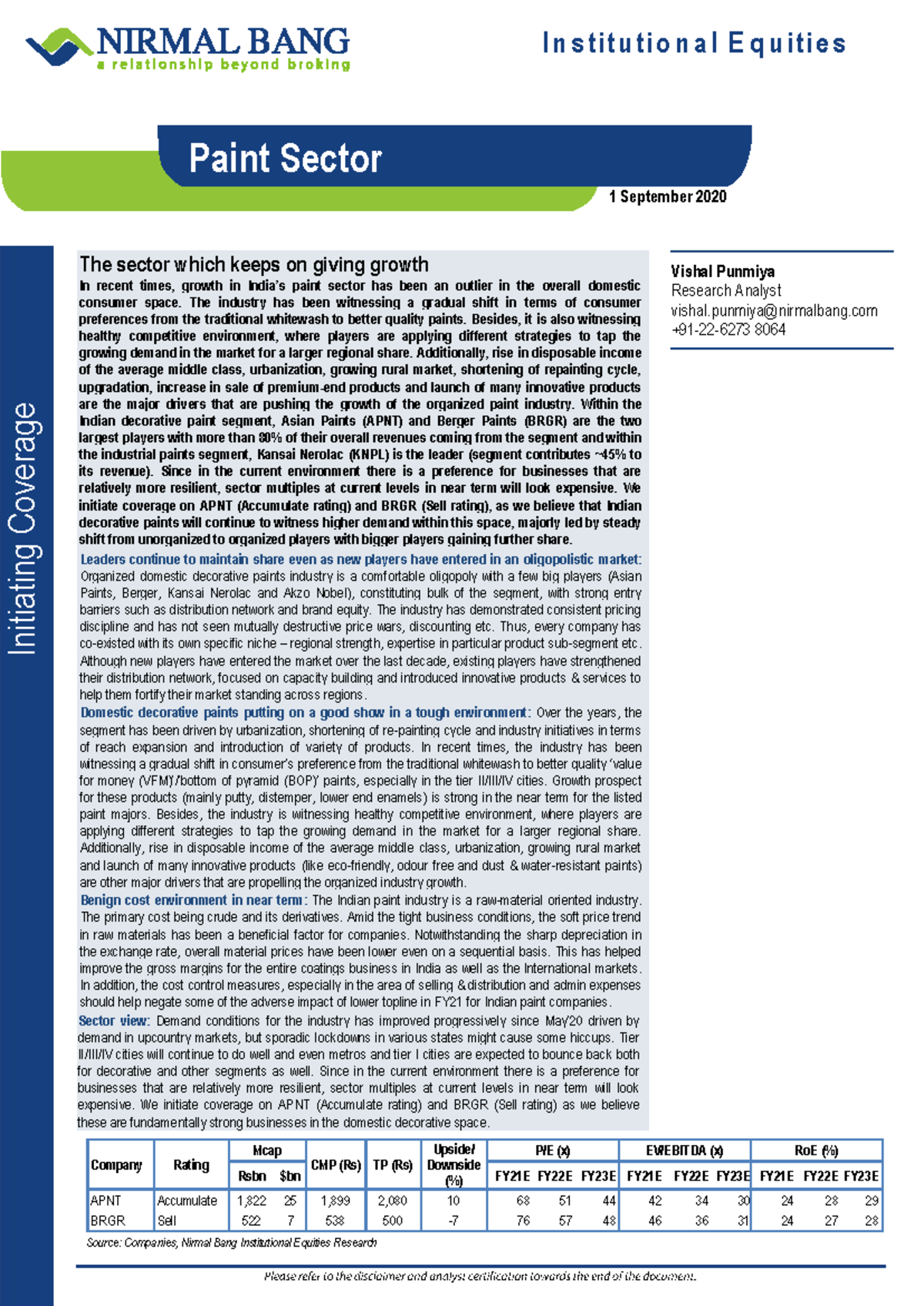 Paint sector market understanding - Initiating Coverage Paint Sector ...