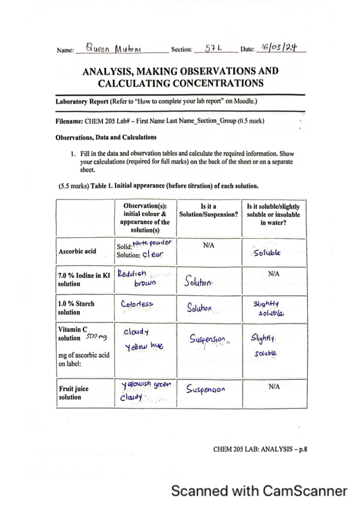 Lab 3 - CHEM 205 - Studocu