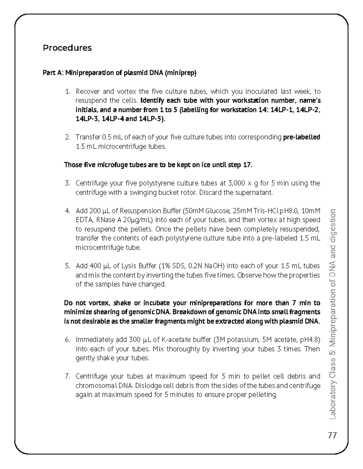L5 Procedures - Luc Poitras, Lab procedure - Laboratory Class 5 ...