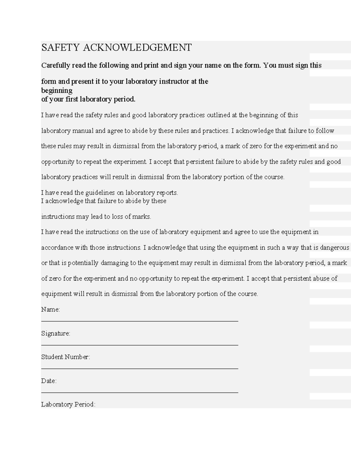 Untitled document - Copy - SAFETY ACKNOWLEDGEMENT Carefully read the ...