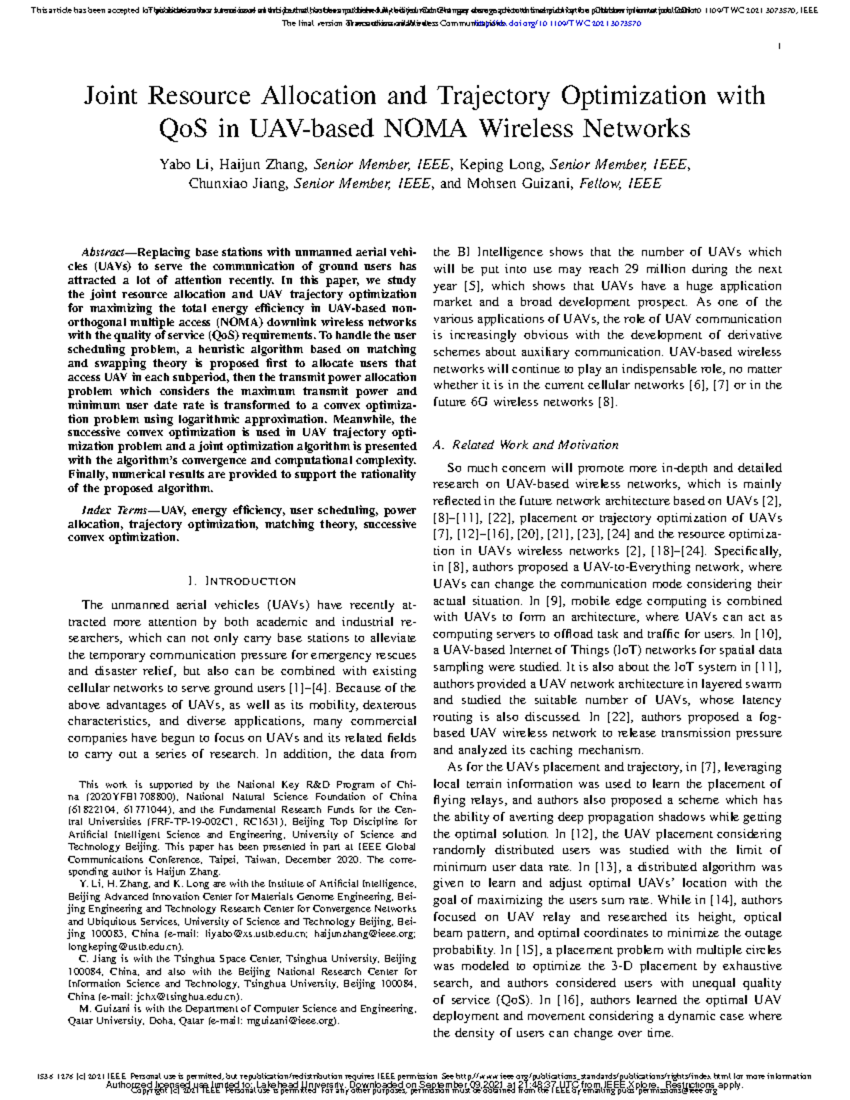 Joint Resource Allocation And Trajectory Optimization With Qo S In Uav