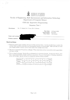 8th Practical - COS 132 Imperative Programming: Academic Year 2023: 8 th Practical. Topic ...