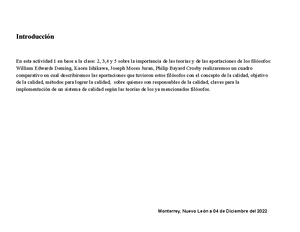 Actividad #1 Filosofia de Calidad - UNIVERSIDAD CNCI Virtual Campus Saltillo ALUMNO: PROFESOR ...