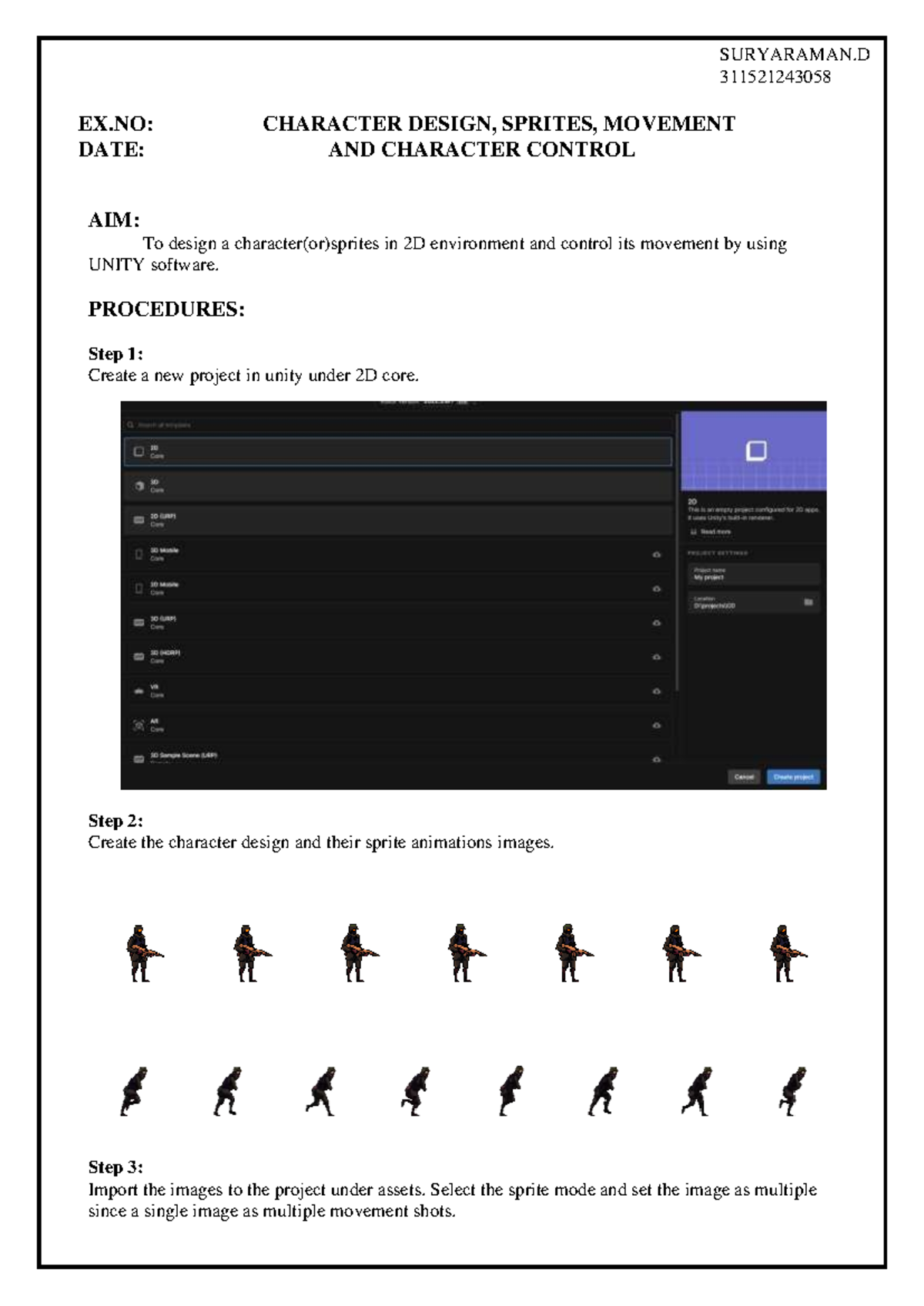 Movement of sprites D - 311521243058 EX: CHARACTER DESIGN, SPRITES ...