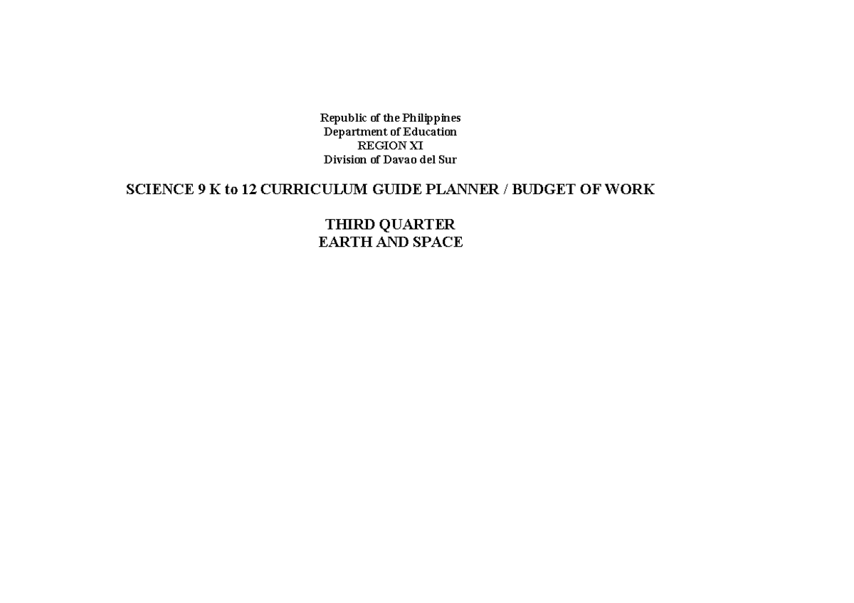 Copy of BOW Science 9 Q3 - Republic of the Philippines Department of ...