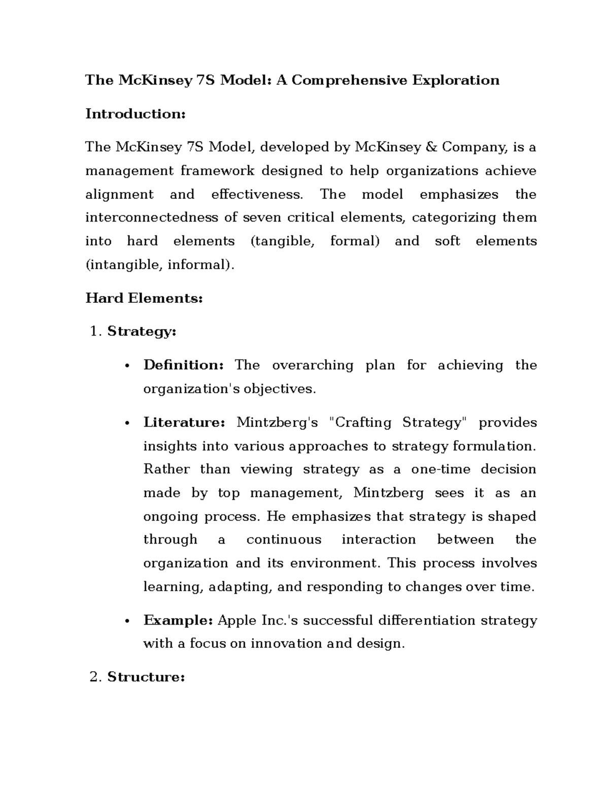 Mckinsey 7s model - The McKinsey 7S Model: A Comprehensive Exploration ...