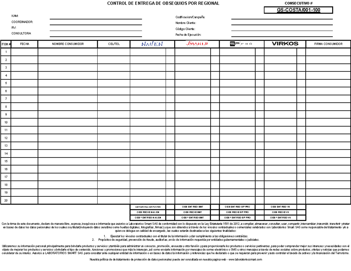 Planilla Entrega Obsequios - ITEM 1 2 3 4 5 6 7 8 9 10 11 12 13 14 15 ...