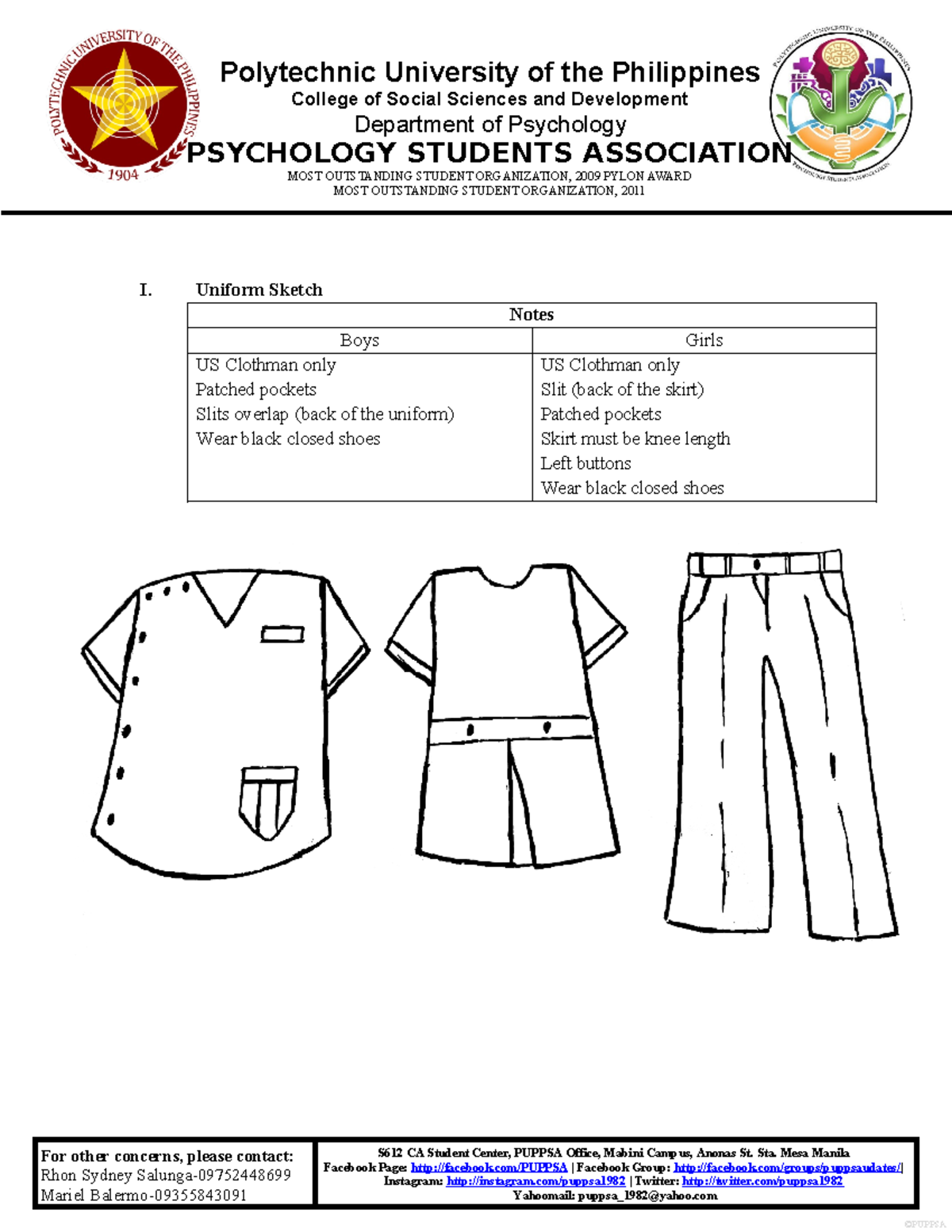 Uniform Sketch.docx · version 2 - S612 CA Student Center, PUPPSA Office ...