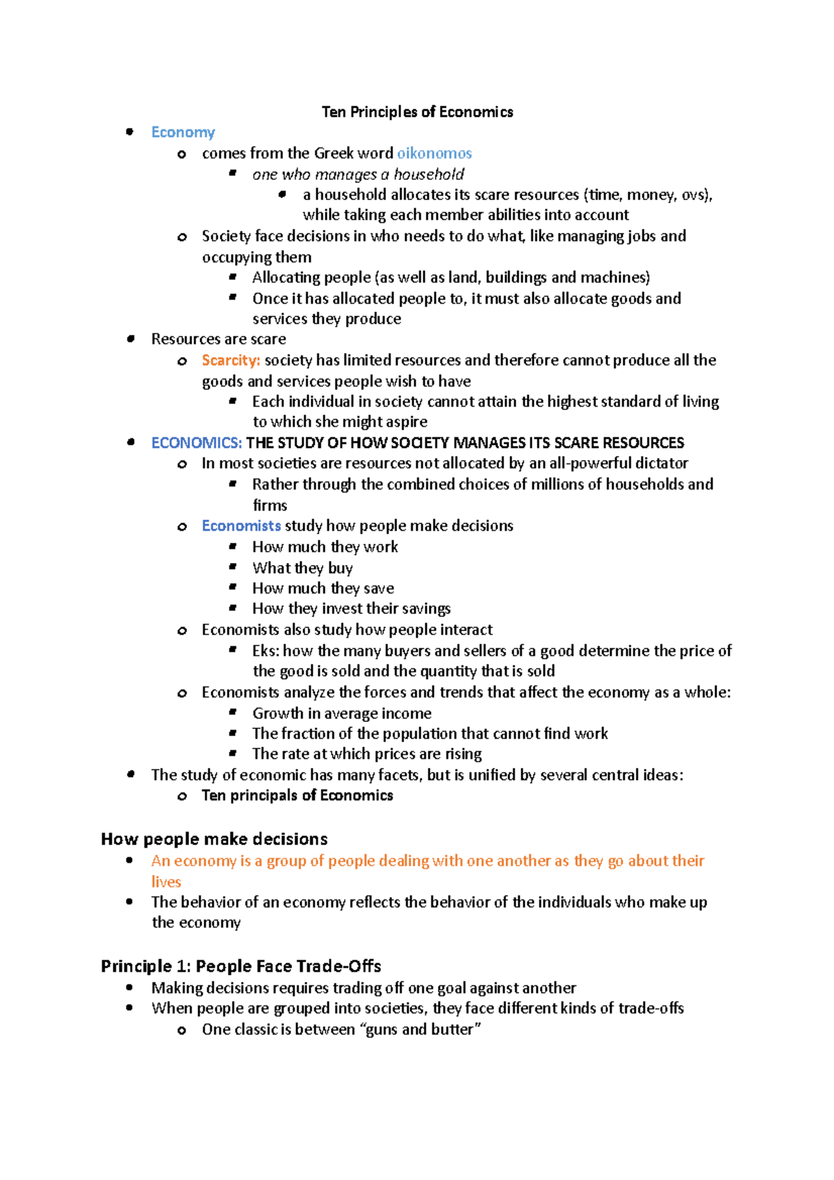 Ten Principles of Economics lecture notes - Ten Principles of Economics ...