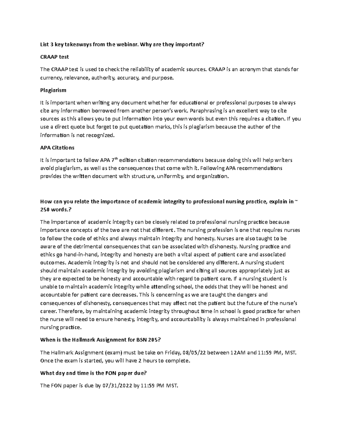 Week 13 Discussion - List 3 key takeaways from the webinar. Why are ...