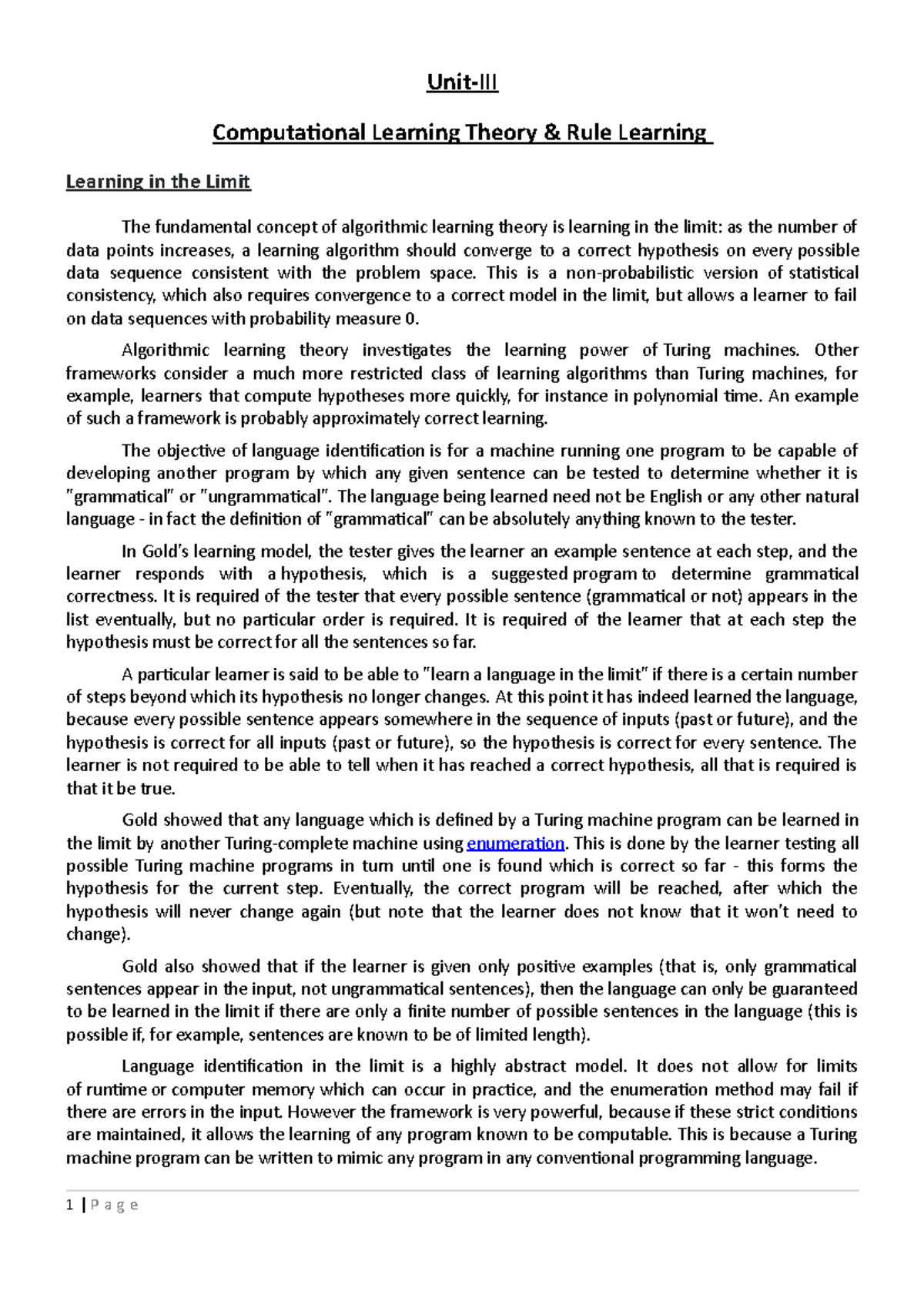 Unit-3 (ML) - hfhfv - Unit-III Computational Learning Theory & Rule ...