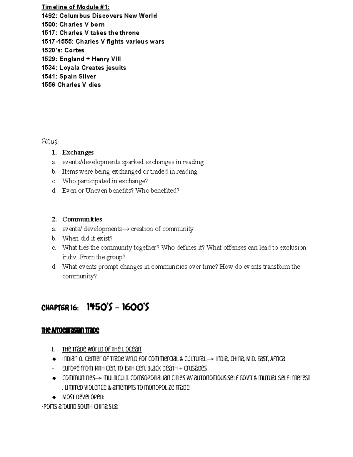 World History #1 - 1492: Columbus Discovers New World 1500: Charles V ...