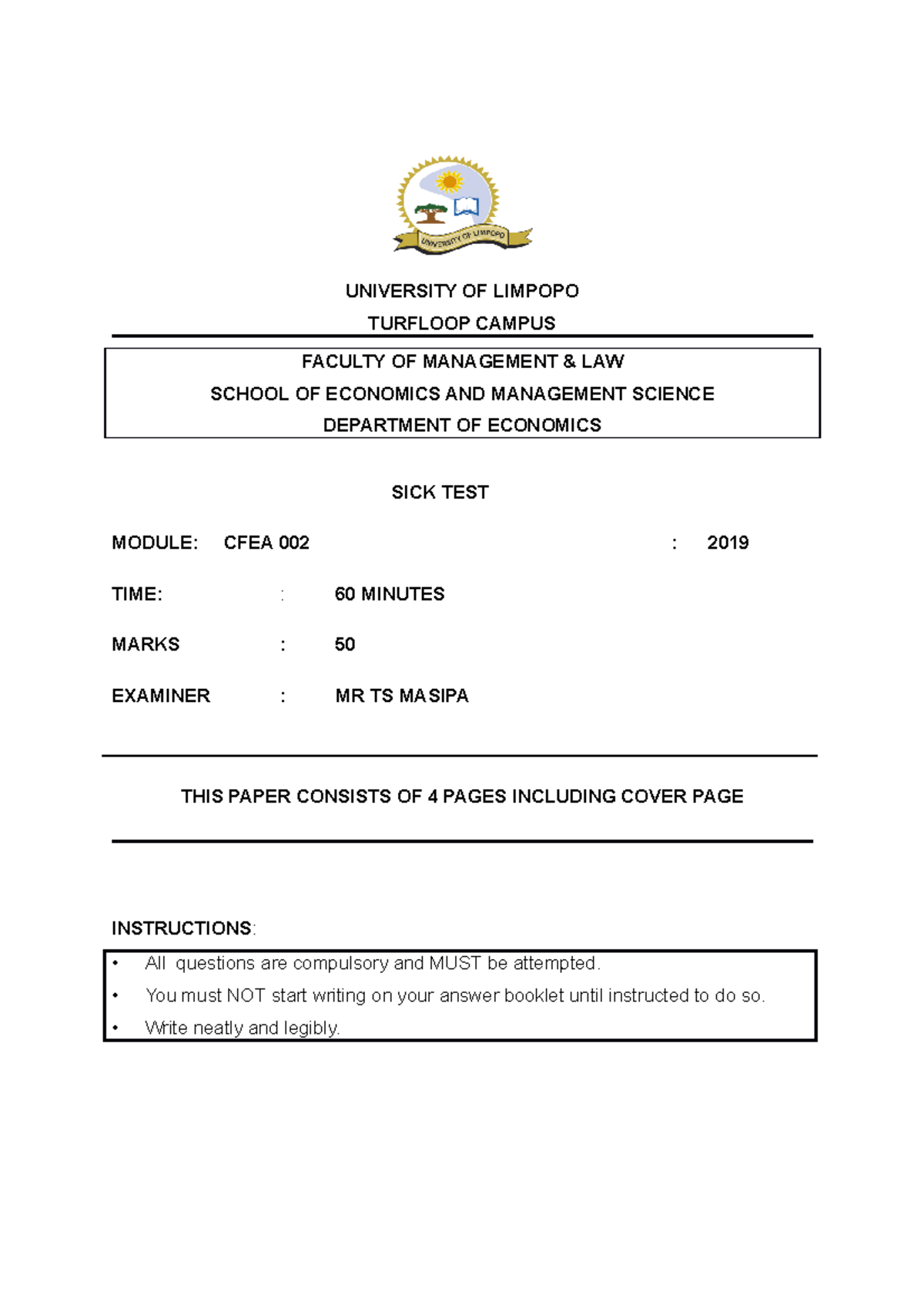 Inline; filename =UTF-8''TEST 2 CFEA002 2017 - UNIVERSITY OF LIMPOPO ...