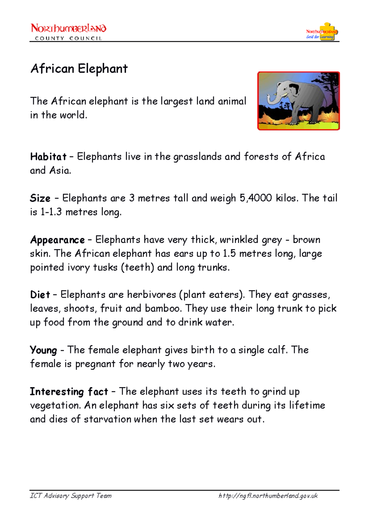 Elephant - 112 - African Elephant The African elephant is the largest ...