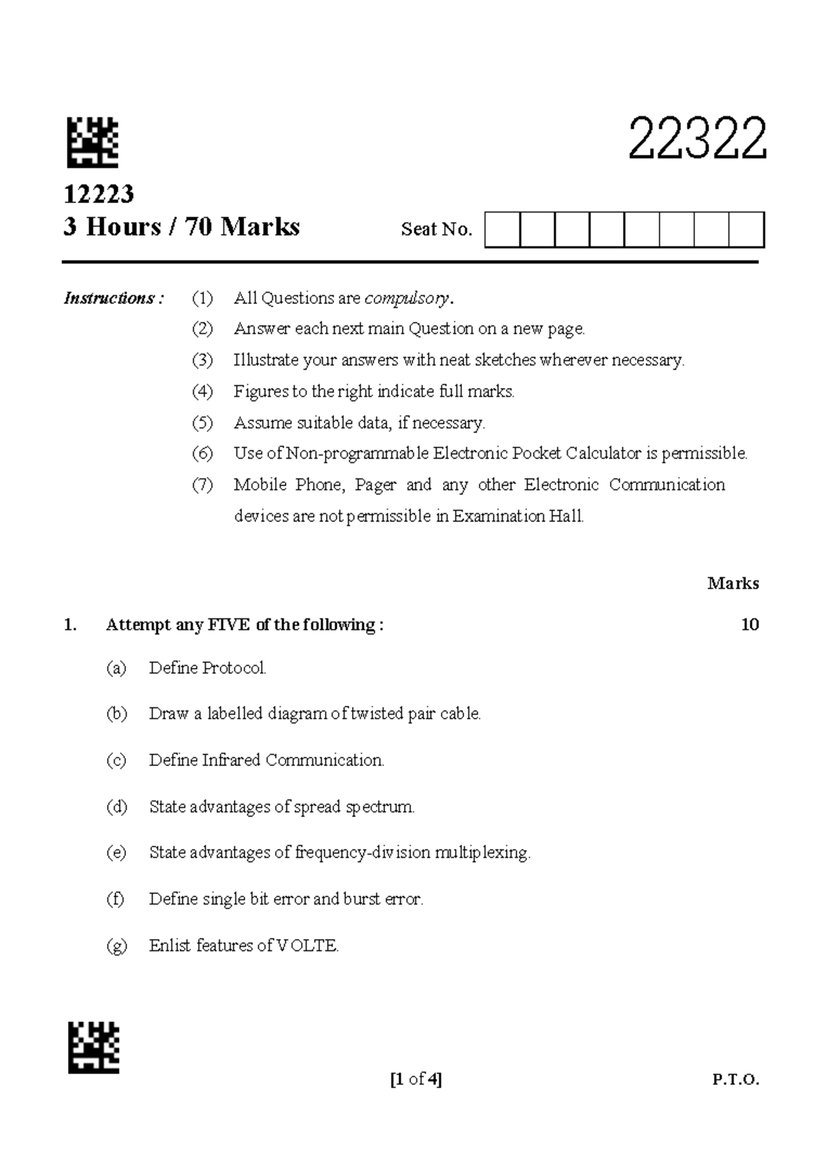 DCO-W22 - 22322 [1 of 4] P.T. 12223 3 Hours / 70 Marks Seat No. Instructions : (1) All Questions ...