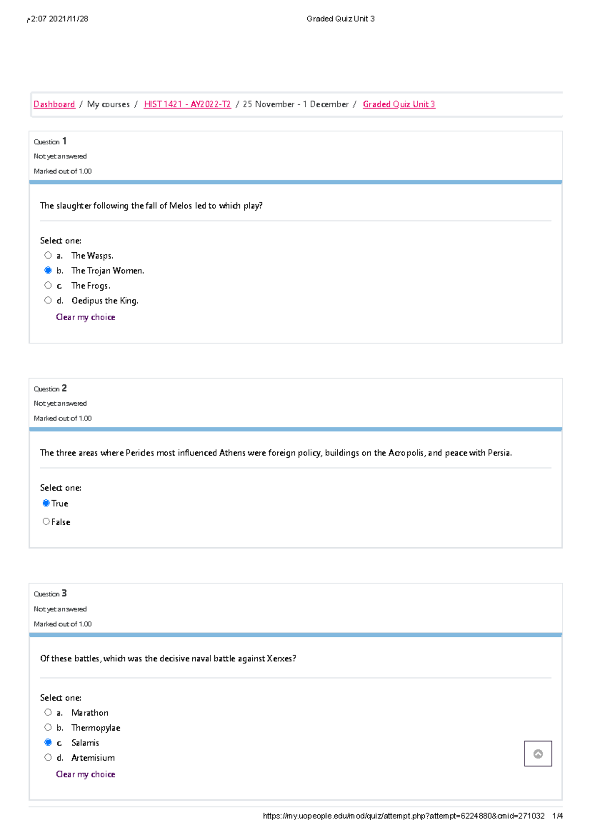 Graded Quiz Unit 3 - Question 1 Not yet answered Marked out of 1 ...