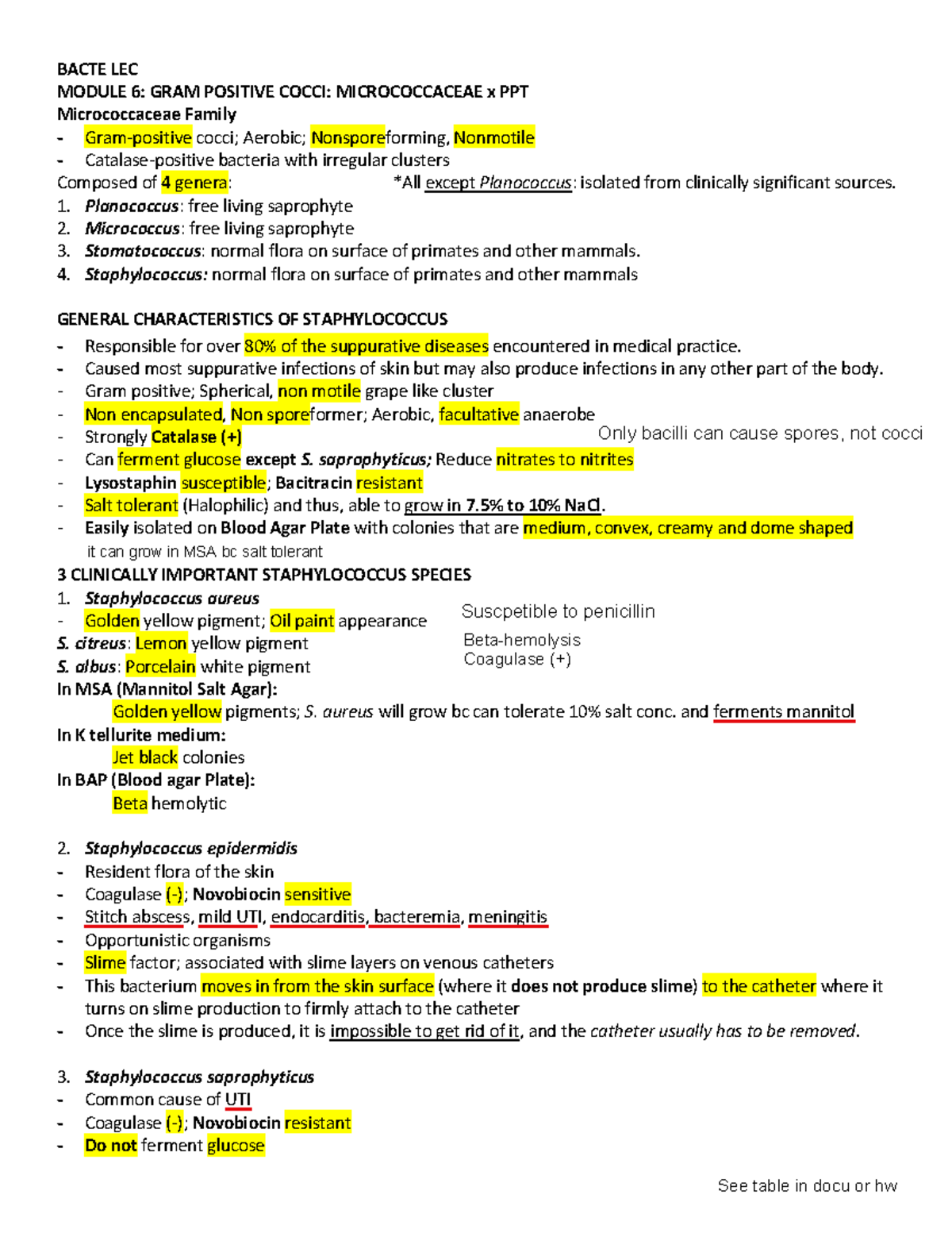 Bacte Lec M6 Staph - BACTE LEC MODULE 6: GRAM POSITIVE COCCI ...
