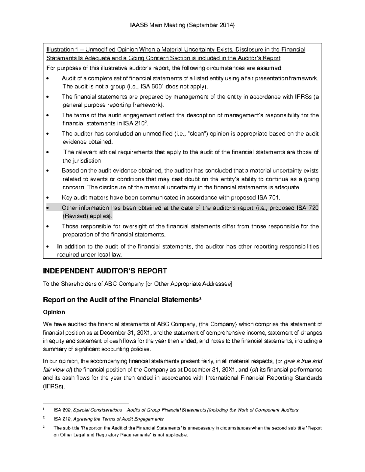 Discussed September 17 - Extract of ISA 570 - Wording Responsibilities ...