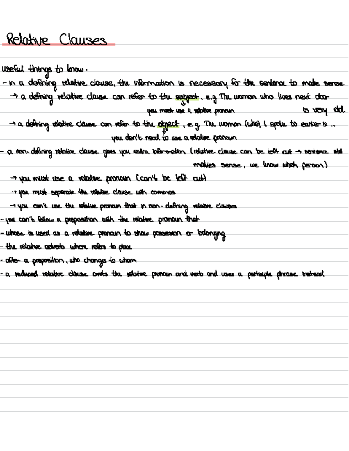 relative clauses - Relative Clauses useful things to know : - in a ...