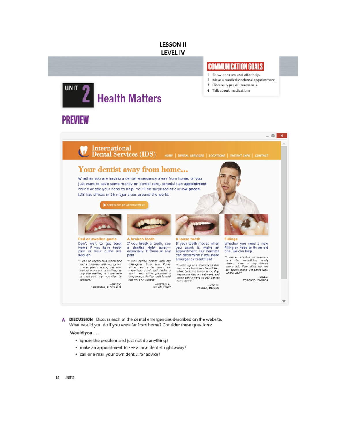 Lesson II 4TH Level - Para bien - Ingles Iv - LESSON II LEVEL IV - Studocu