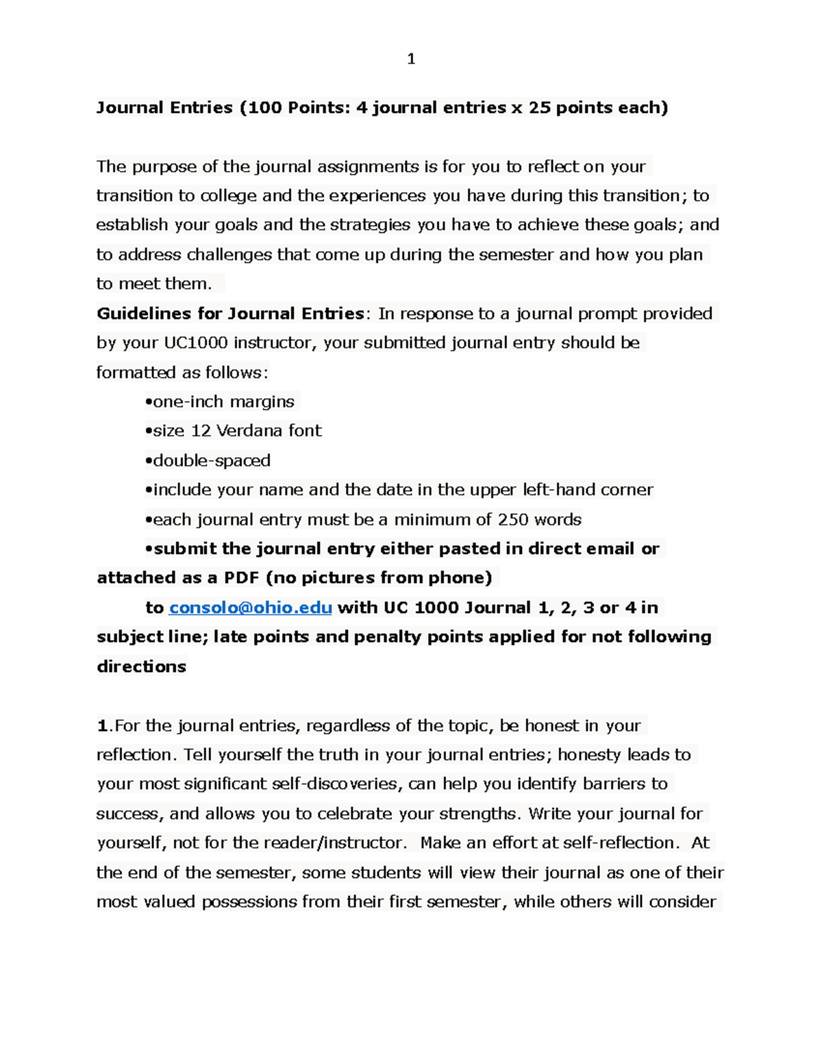 Journal Guidelines - 1 Journal Entries (100 Points: 4 journal entries x ...