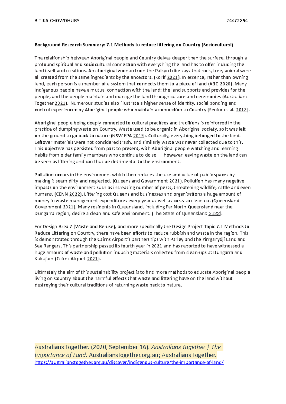 Background Research Summary-1 - RITIKA CHOWDHURY 24472894 Background ...