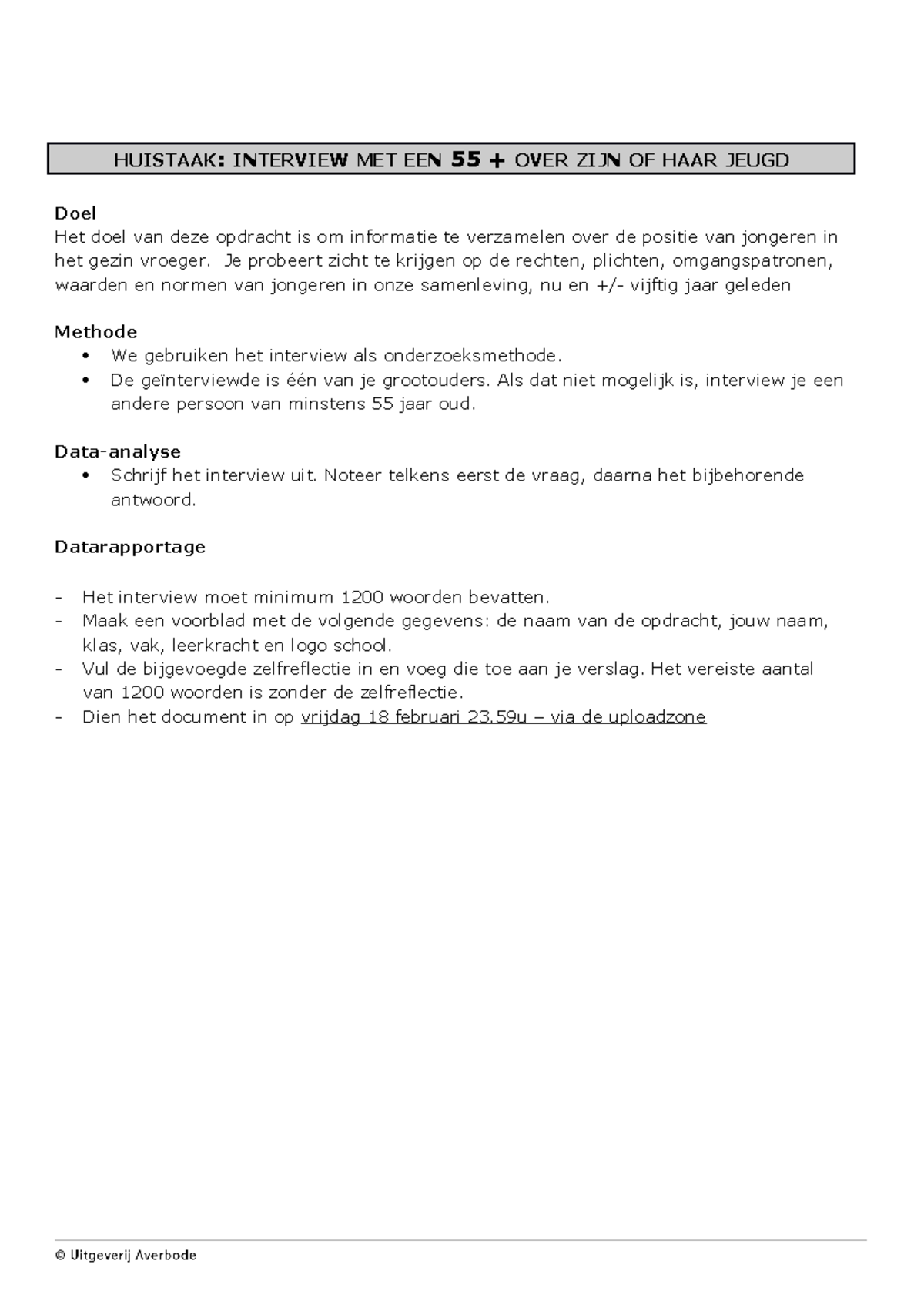 5GW opdracht interview - HUISTAAK: INTERVIEW MET EEN 55 + OVER ZIJN OF ...