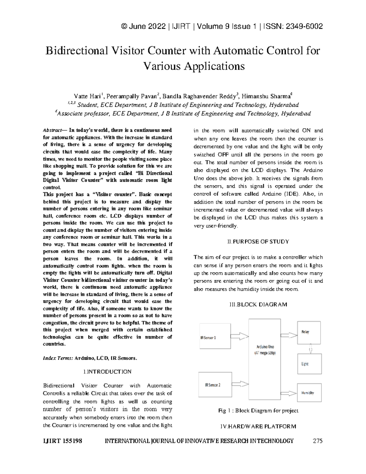 Ijirt 155198 Paper - General knowledge - Bidirectional Visitor Counter ...