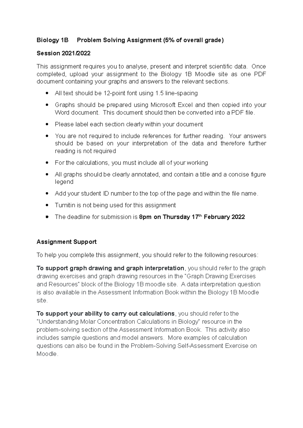 Biol1B problem solving assessment - Biology 1B Problem Solving ...
