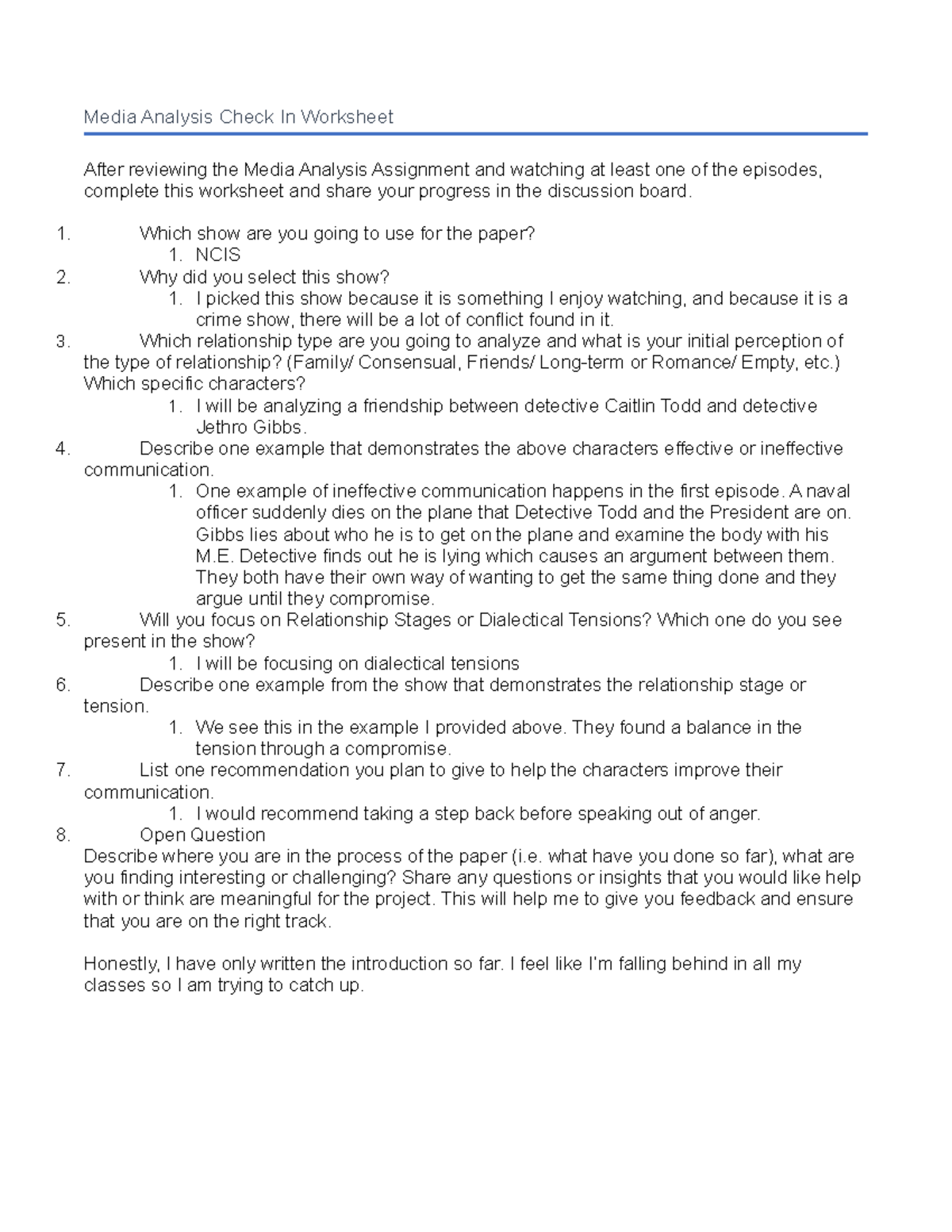 MAWorksheetonline(1) - Media Analysis Check In Worksheet After ...