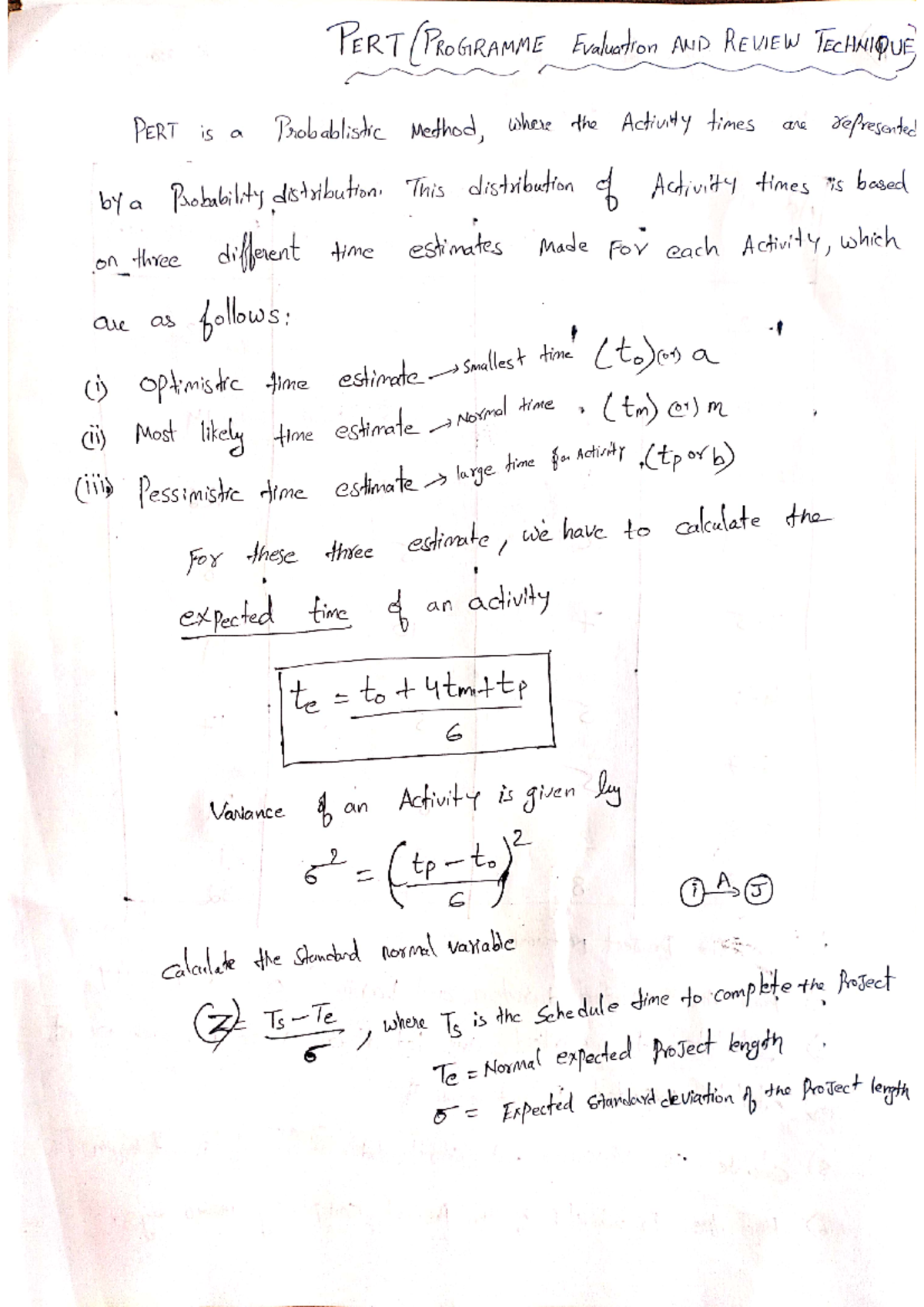PERT Problem - Estimation - Studocu