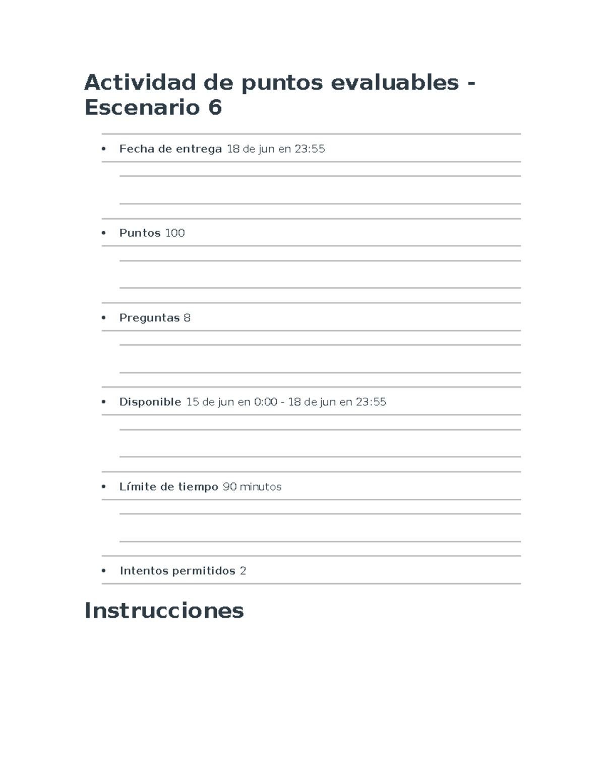 Actividad de puntos evaluables INT 1 - Actividad de puntos evaluables - Escenario 6 Fecha de ...