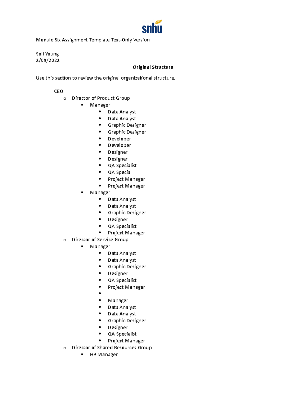 BUS 210 Module Six Assignment Template Text-Only Version - Module Six Assignment Template Text ...