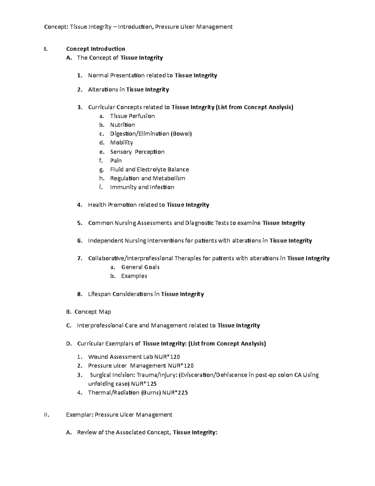 Tissue Integrity Intro PUMgmt - Concept: Tissue Integrity ...