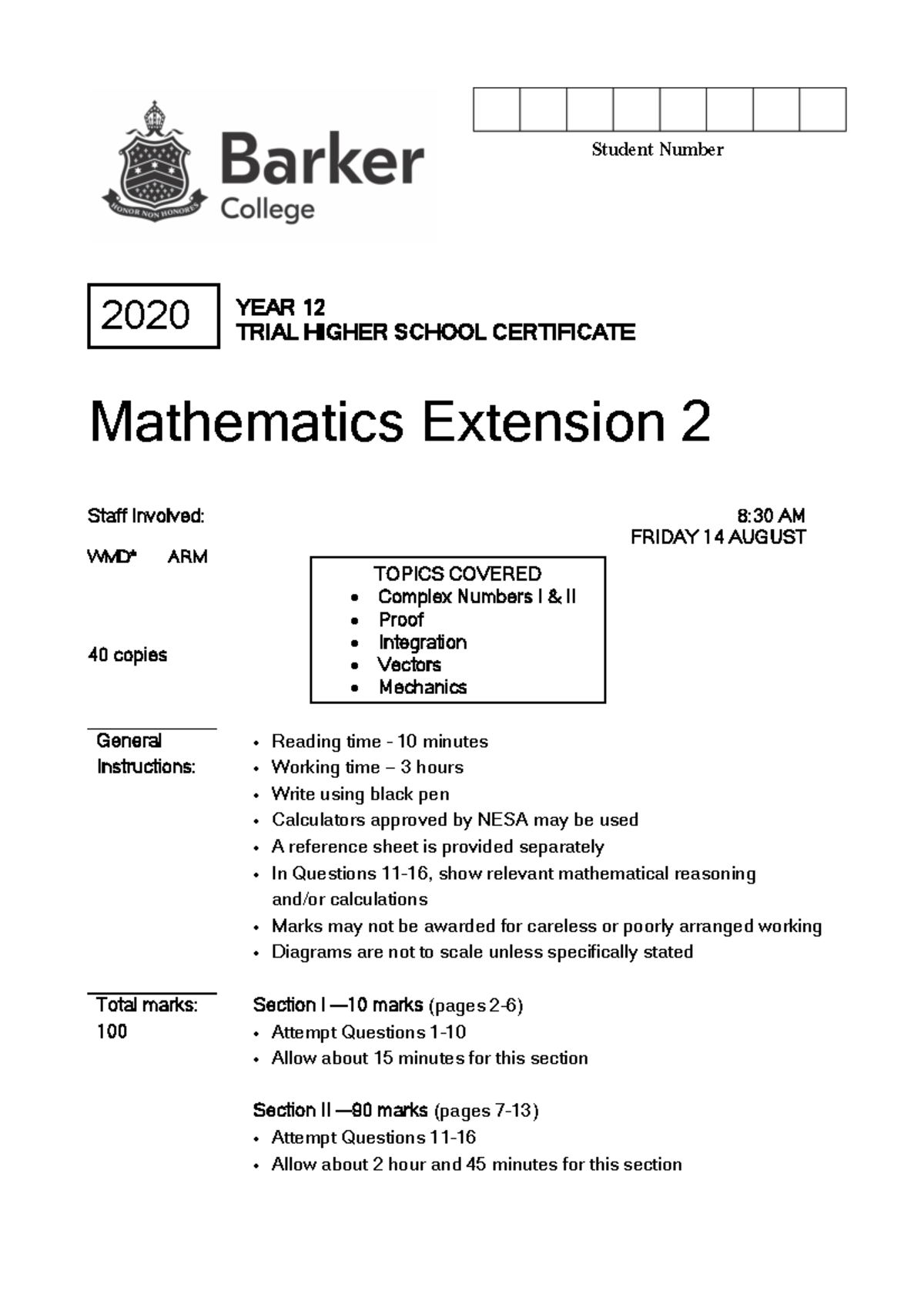 Barker 2020 4U Trials & Solutions - Mathematics Extension 2 Staff ...