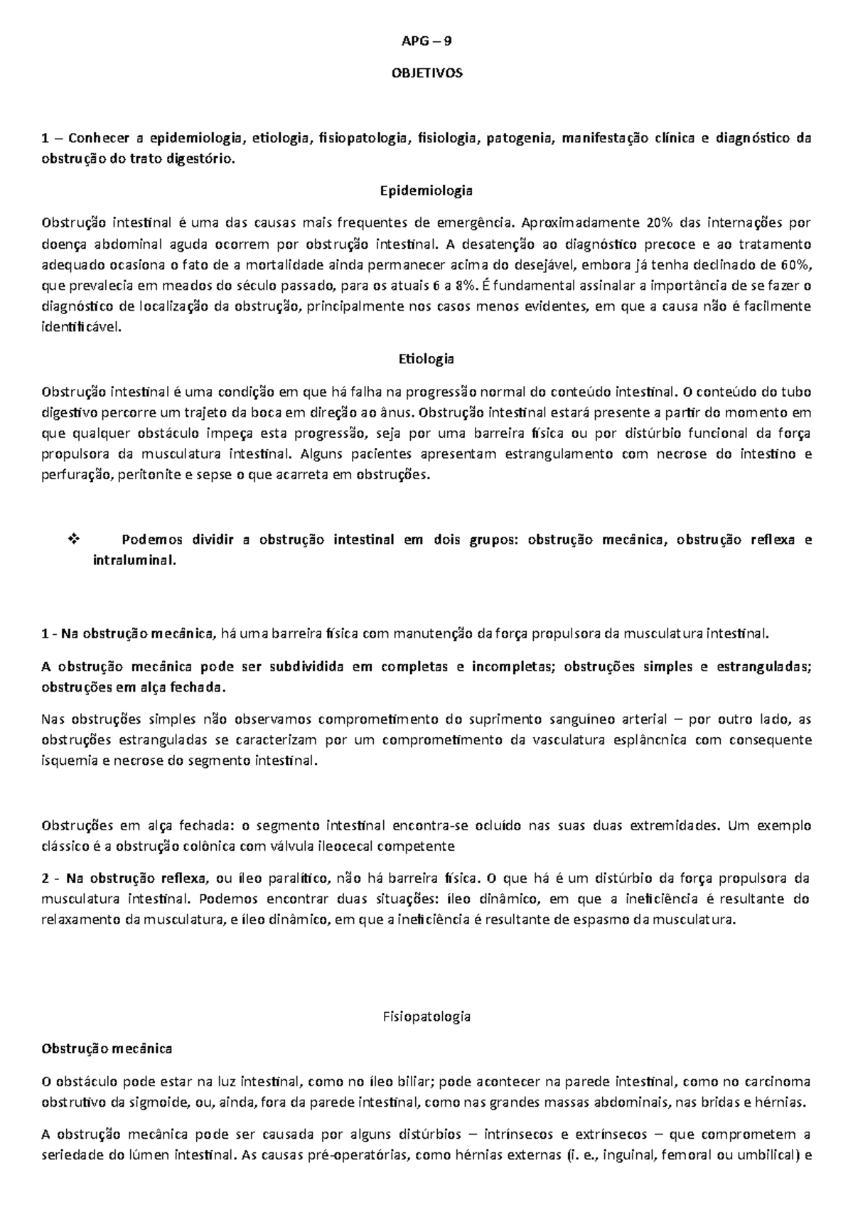 APG 9 - Resumo apg - APG – 9 OBJETIVOS 1 – Conhecer a epidemiologia ...
