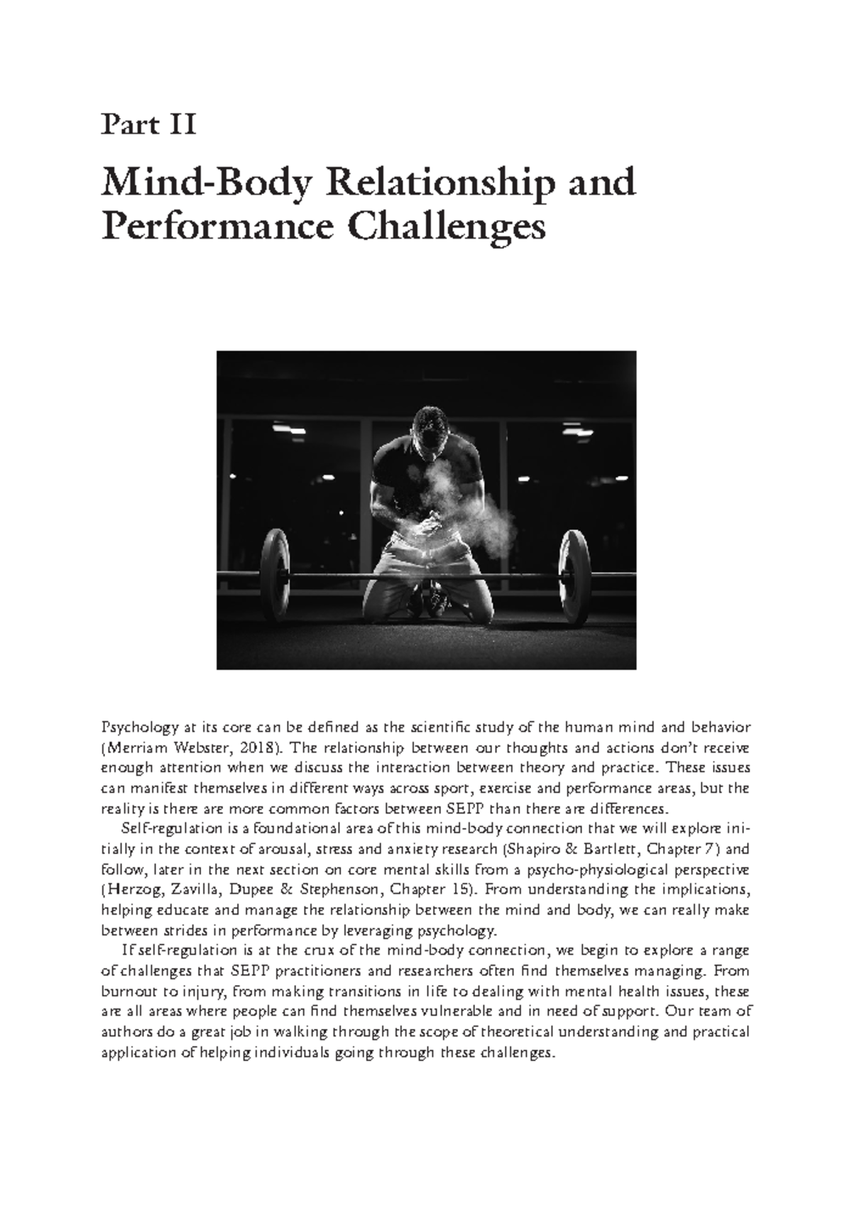 mind body work - Part II Mind-Body relationship and Performance ...