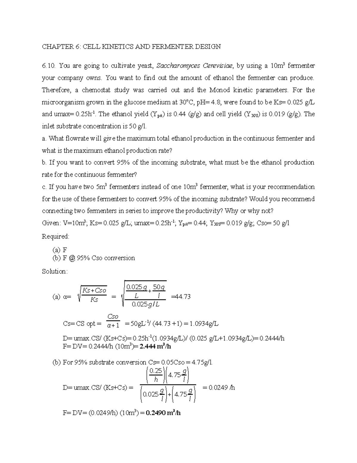 Toaz - SIsi trabajo - ####### CHAPTER 6: CELL KINETICS AND FERMENTER ...