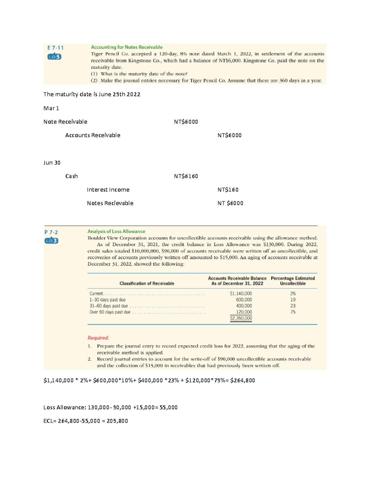 Tutorial 5 - A short description - Loss Allowance: 130,000- 90,000 ...