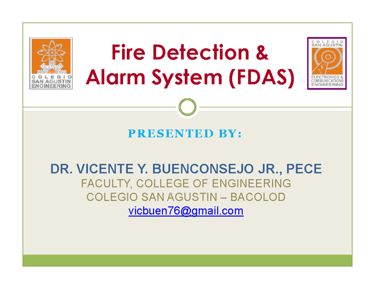 FDAS - asdfdsf - P R ES EN T ED B Y : Fire Detection & Alarm System ...