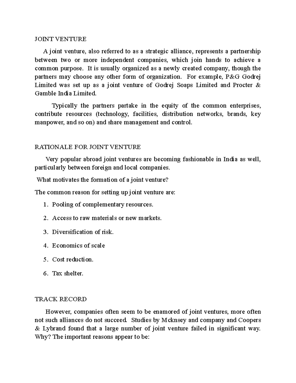 Joint venture - JOINT VENTURE A joint venture, also referred to as a ...